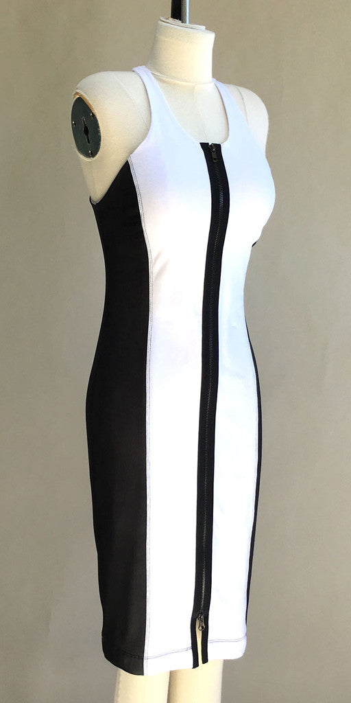 Women's contemporary fashion "Whiteboard" Zipper Front Dress – Joy Li